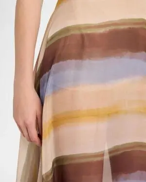 JBQ Keira Watercolor Stripe Maxi Skirt - Blue Multi