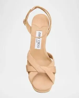 JIMMY CHOO 120mm Kove Mixed Leather Platform Sandals