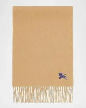 Burberry Apos;s Cashmere Double-face Ekd Embroidered Scarf - Sand