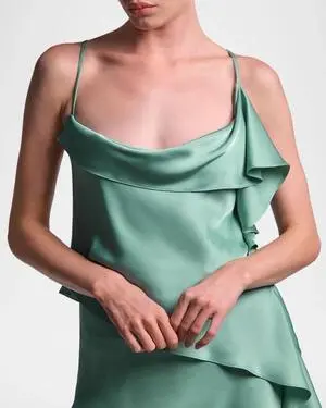 Bcbgmaxazria Fiona High-low Charmeuse Slip Dress - Eucalyptus