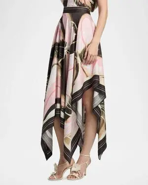 AMUR Letty Printed Scarf Midi Skirt