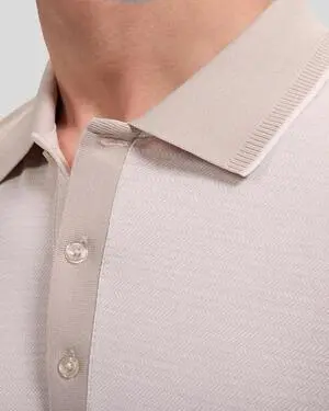 Bugatchi Apos;s Three-button Micro-herringbone Polo Shirt - Limestone