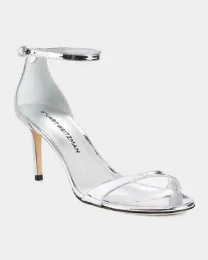 STUART WEITZMAN 75mm Nudist Ii Metallic Leather Ankle-strap Sandals