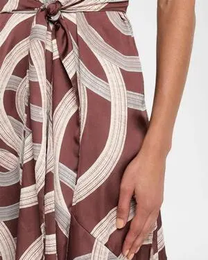 Misa Lisa Swirl-print Satin Midi Dress - Chocolate