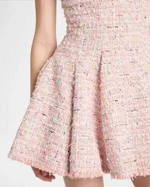 Balmain Tweed Sleeveless Flared Mini Dress