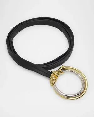 Bottega Veneta Knot Ring Leather Belt - Black