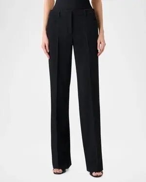 Akris Mikka Wool Tricotine Straight-leg Pants
