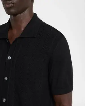 Bugatchi Apos;s Chevron Short-sleeve Polo Sweater - Black