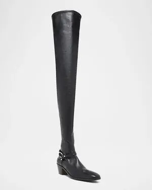 ORA 45mm Leather Over-the-knee Boots - Black