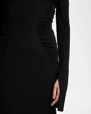 Victoria Beckham High-neck Contour-ruched Midi Dress - Black