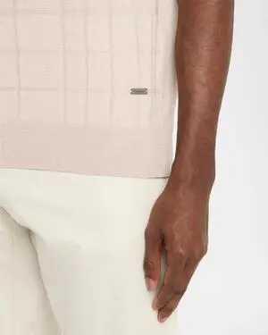 Bugatchi Apos;s Textured Grid Short-sleeve Polo Sweater - Desert