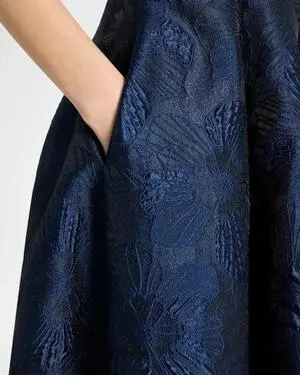 Talbot Runhof Off-shoulder Jacquard Dress With Pockets - Armada