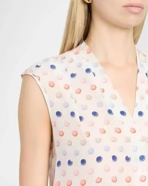 MAISON COMMON Polka-dot Macaroon Silk Organza Sleeveless Blouse