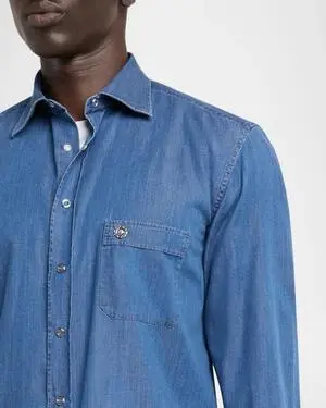 Stefano Ricci Apos;s Denim Snap-front Button-down Shirt - Denim Blue