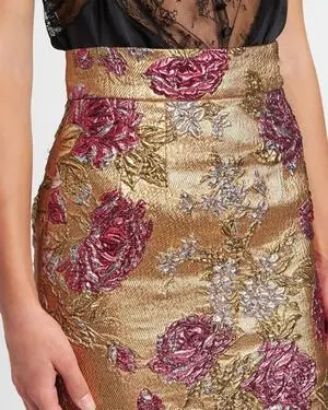 Dolce & Gabbana Metallic Floral Brocade Knee-length Skirt - Jacquard
