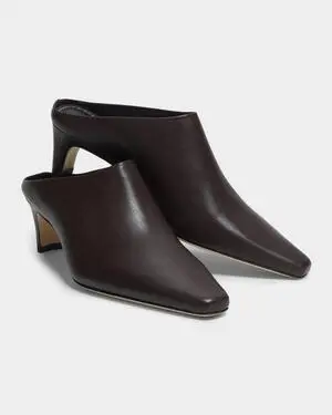 Staud Wally 55mm Leather Mules - Espresso