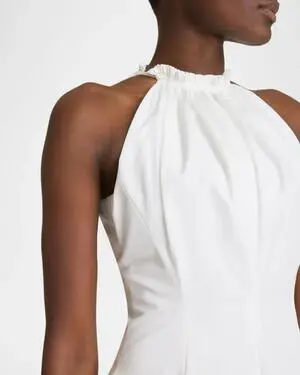 Balmain Cotton Poplin Halter Mini Dress