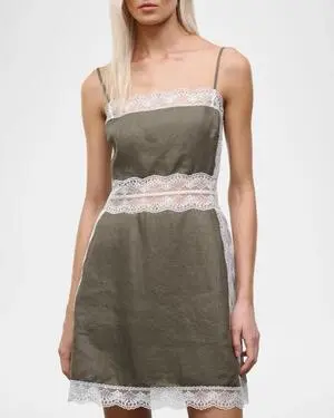 Staud Amalina Linen Mini Dress