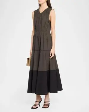 Proenza Schouler White Label Kailey Tiered Poplin Maxi Dress - Willow/black
