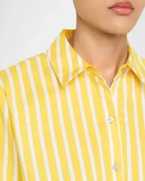 L & APOS;AGENCE Cosette Striped Cropped Shirt - Dandelion/