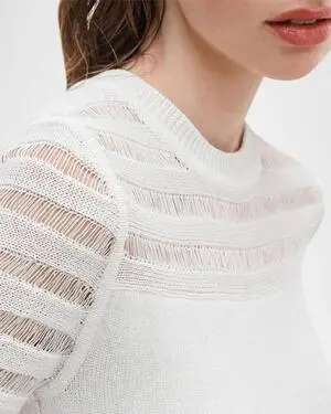 Rag & Bone Britt Lattice-knit Short-sleeve Sweater - White
