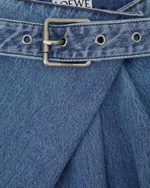 Loewe Draped Washed-cotton Belted Jeans - Blue