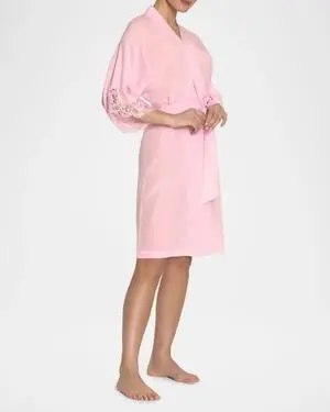 Lise Charmel Lace-trim Silk Crepe Robe - Da/deesse