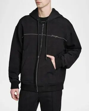 Dolce & Gabbana Apos;s Logo Cotton Zip-front Hoodie - Nero