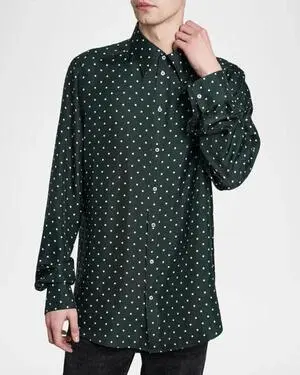 Dolce & Gabbana Apos;s Polka Dot Silk Button-front Shirt - Pois Bco F