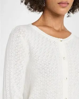Elie Tahari The Steele Pointelle-knit Cardigan - Ivory