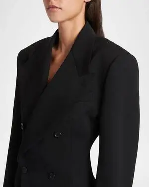 Dolce & Gabbana Exaggerated Shoulder Double-breasted Silk Jacket - Nero
