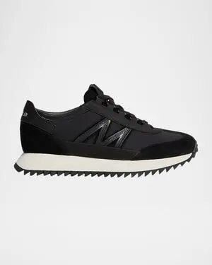 Moncler Pacey2 Suede And Nubuck Low-top Sneakers - Black