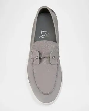 CHRISTIAN LOUBOUTIN Apos;s Chambeliboat Flat Leather Boat Shoes - Phantom Gr