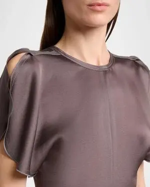 Victoria Beckham Draped Split-sleeve Satin Blouse