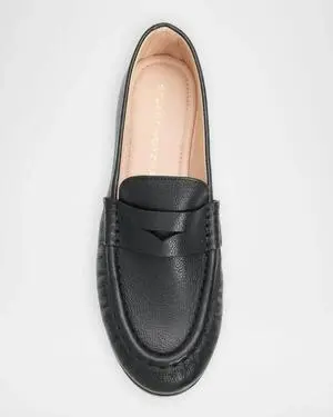 STUART WEITZMAN Spencer Leather Penny Loafers - Black