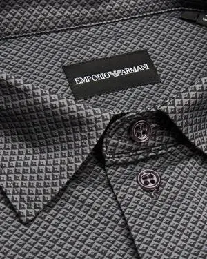 Emporio Armani Apos;s Cotton Micro-jacquard Dress Shirt - Multi