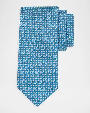 FERRAGAMO Apos;s Fox Micro-print Tie - Fazzurro
