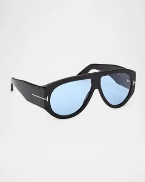 TOM FORD Bronson 60mm Acetate Pilot Sunglasses - Black