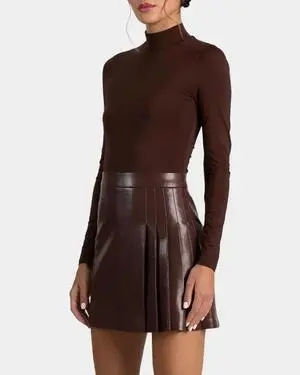 Alice + Olivia Chara Mixed-media Pleated-skirt Mini Dress