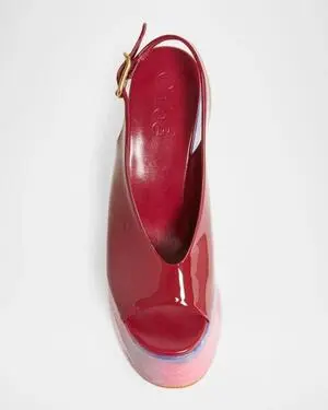 Chloé Maxime Patent Leather Palm Tree Platform Sandals