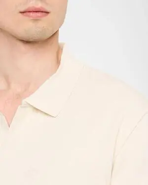 Vince Apos;s Milano Pima Cotton-blend Johnny-collar Polo Shirt - Bone