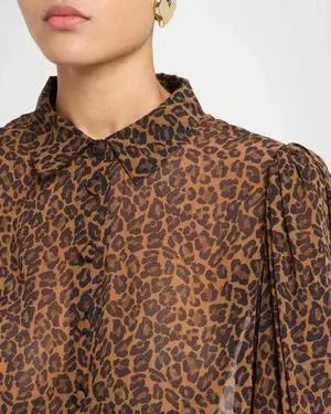 FRAME The Silk Prairie Leopard Blouse