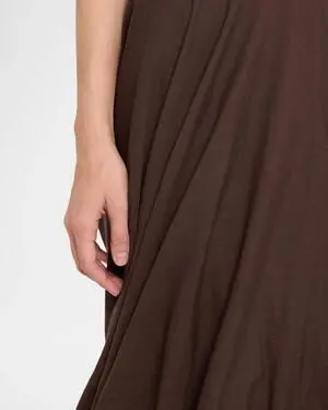 TOTEME Cocoon Drape Cotton-blend Midi Skirt - Walnut