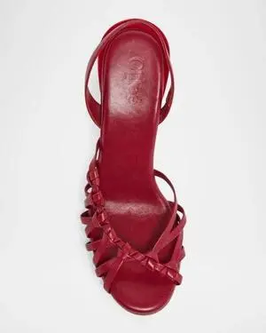 Chloé 95mm Estra Knotted Leather Sandals