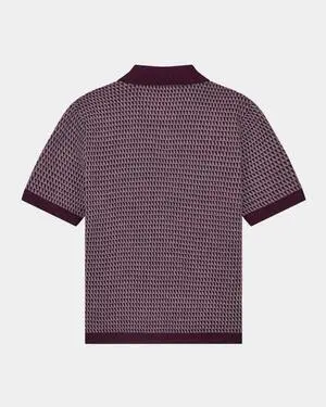 Emporio Armani Apos;s Geometric Wool Knit Johnny-collar Polo Shirt - Multi