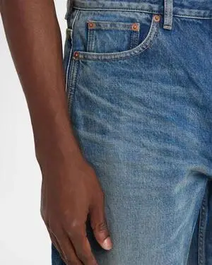 Saint Laurent Apos;s High Rise Barrel-leg Jeans - Mediumblue