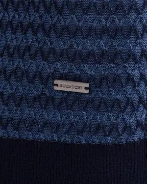 Bugatchi Apos;s Two-tone Honeycomb Button-front Sweater - Navy
