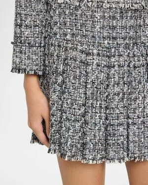 Alice + Olivia Carter Stitch Pleated Mini Skirt - Black/off