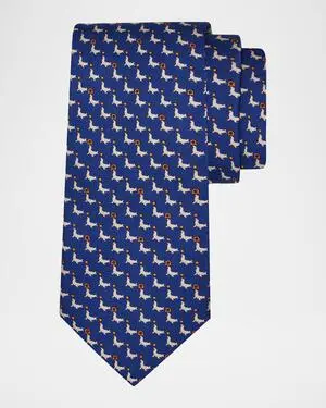 FERRAGAMO Apos;s Gancio Sea Lion-print Tie - Navy