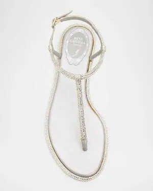Rene Caovilla Strass T-strap Thong Sandals